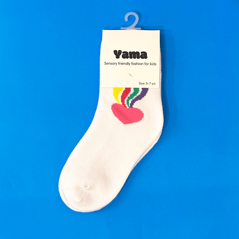 Rainbow Sensory Sock - White – Yama Clothing